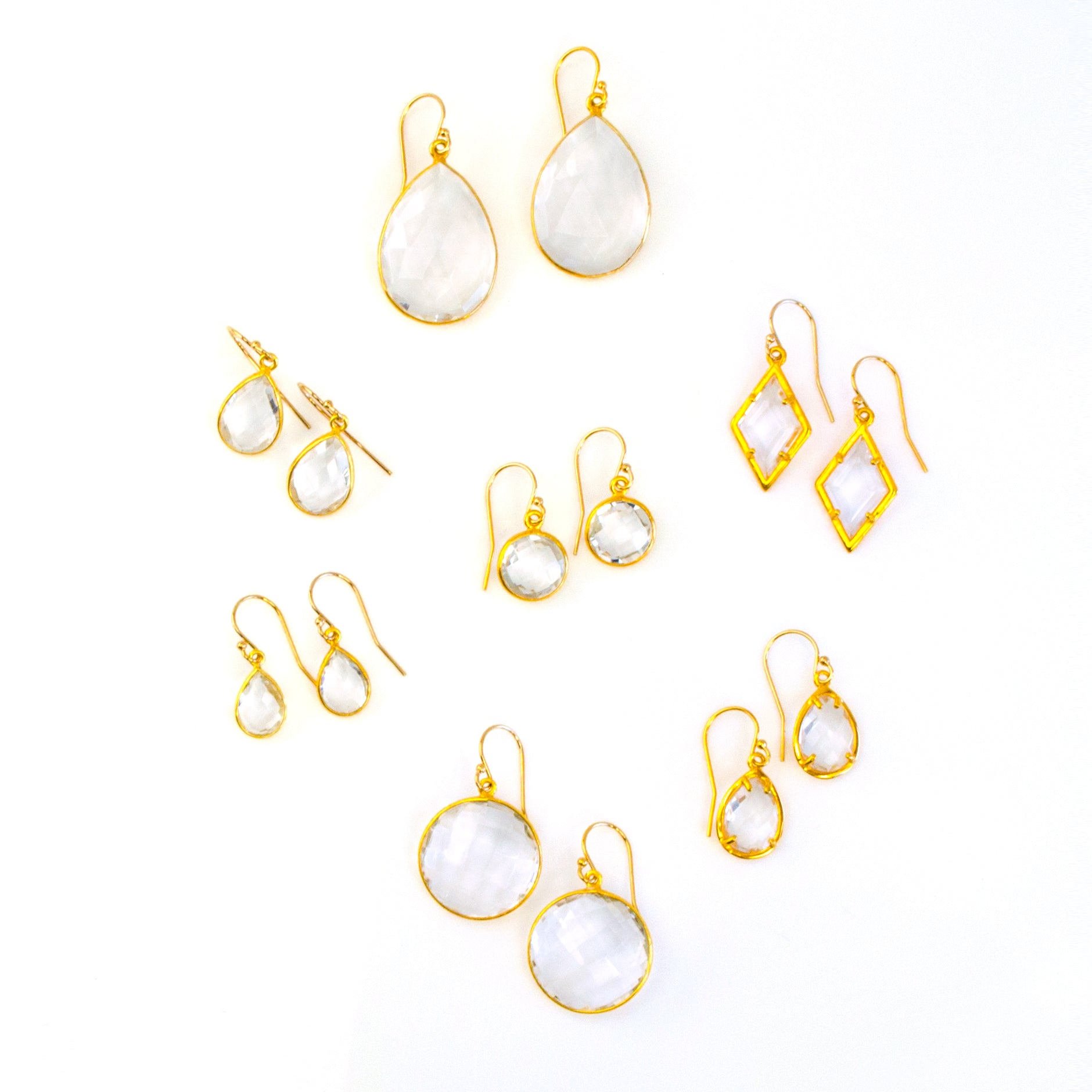 Danique Jewelry Clear Quartz Earrings April Birthstone