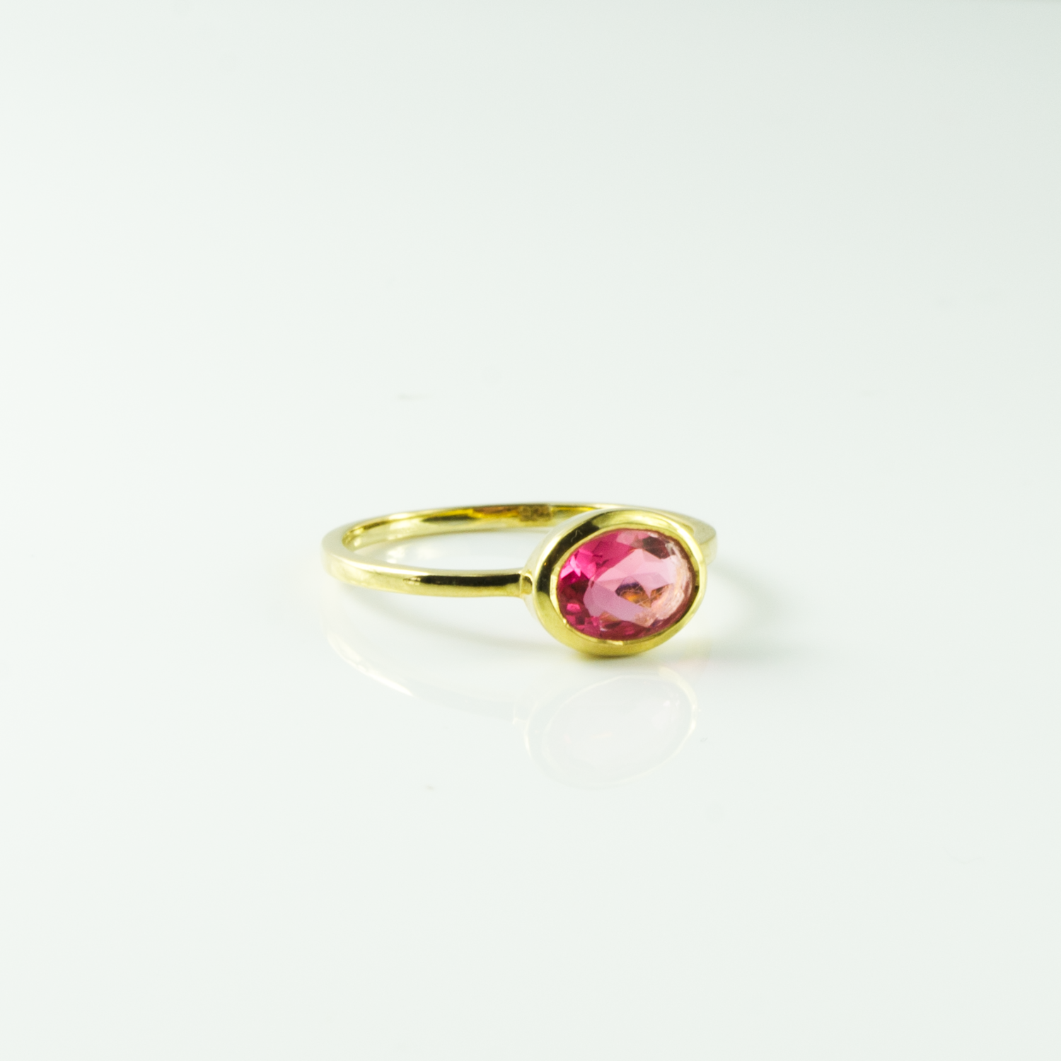 Small Oval Ruby Quartz Stacking Ring | July Birthstone – Danique Jewelry
