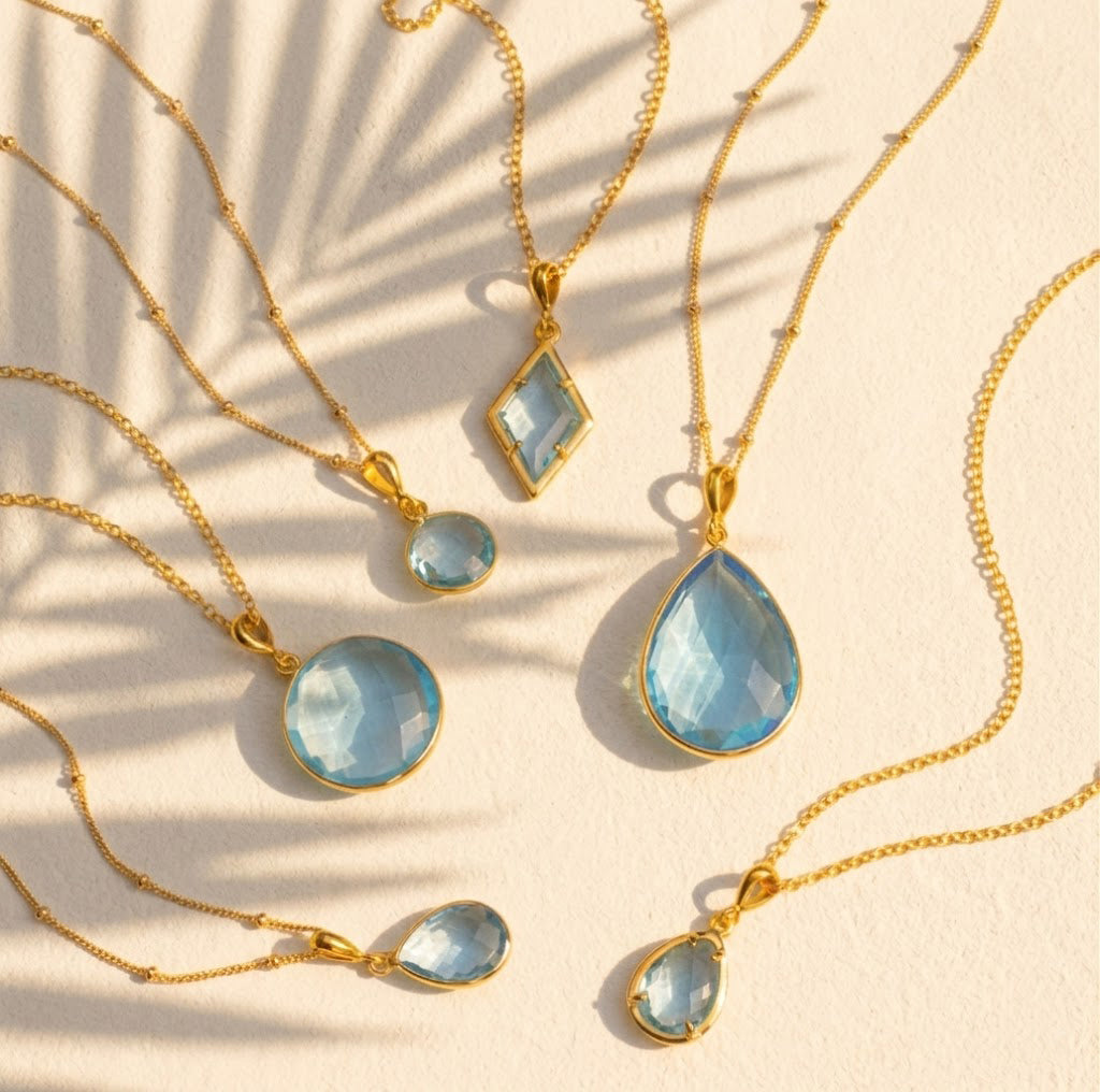Blue Topaz Necklace in Gold or Silver | December Birthstone Gift ...
