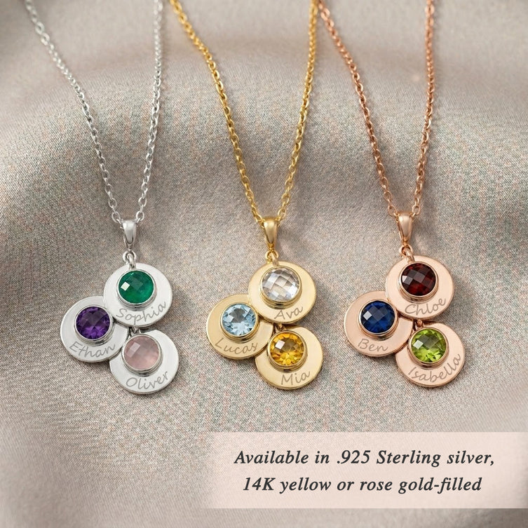Personalized Mom Necklace with Birthstones & Names, Custom Mother ...