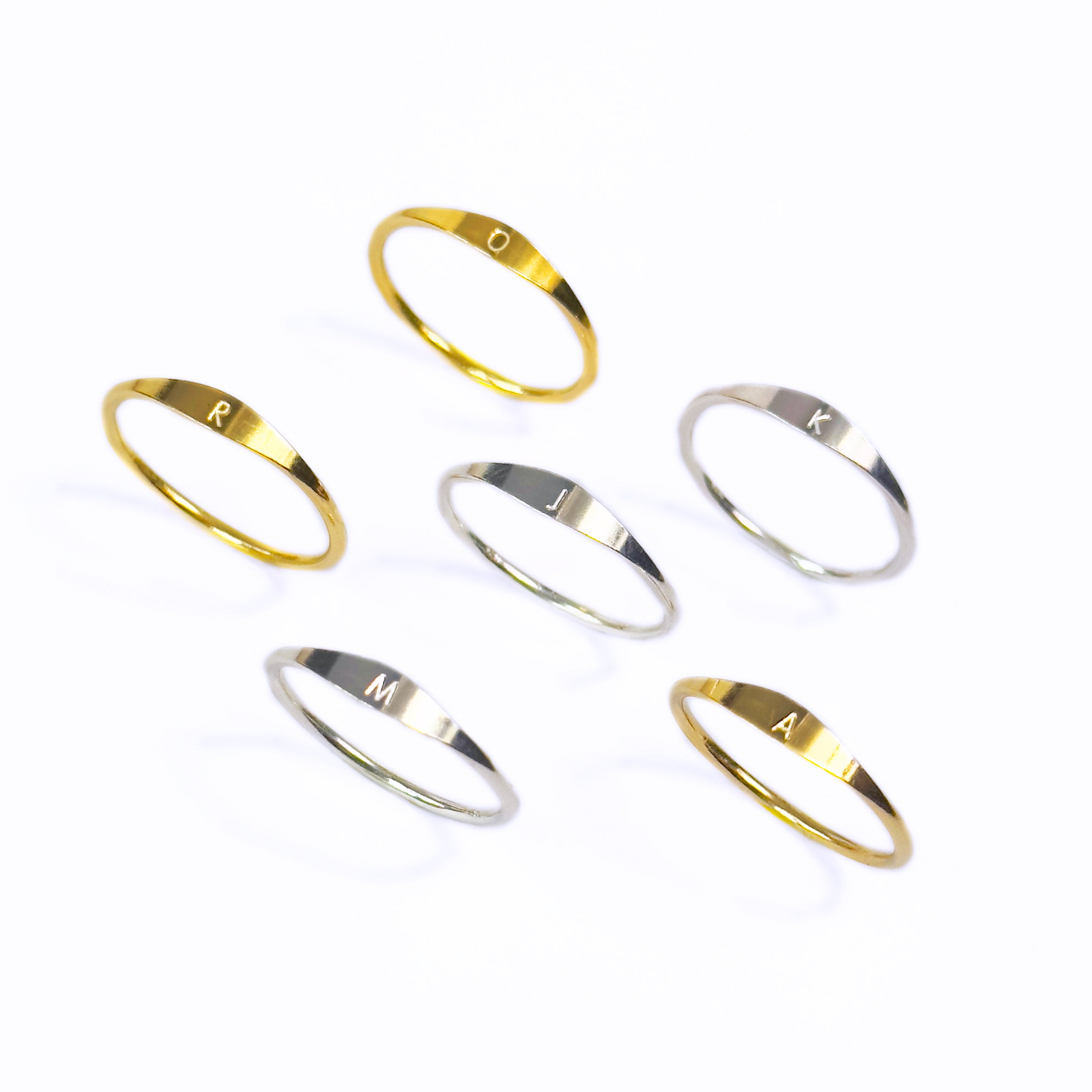 Dainty Custom Initial Rings | Gold and Silver Stacking Rings for Women ...