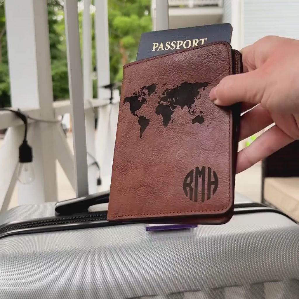 Personalized Leather Passport Holder | Monogrammed Travel Cover ...