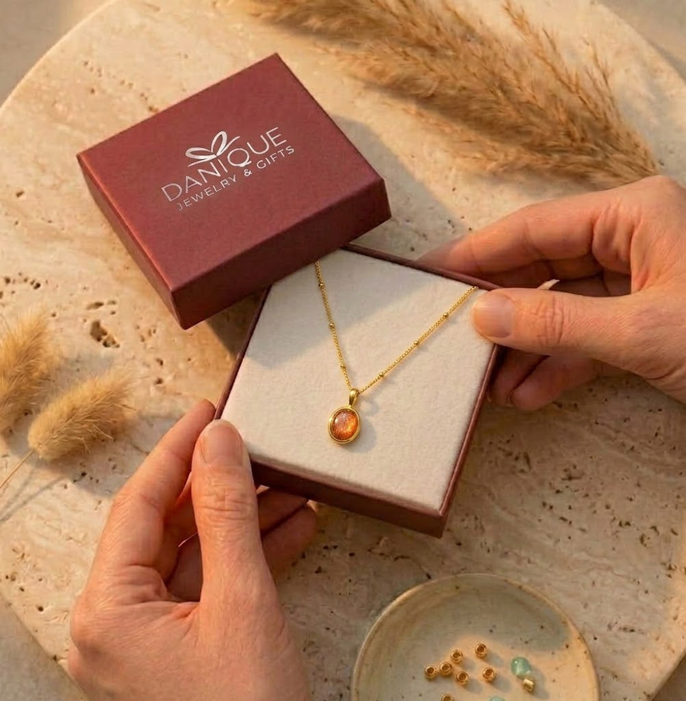 Sunstone Necklace | Gold or Sterling Silver Pendant – Danique Jewelry