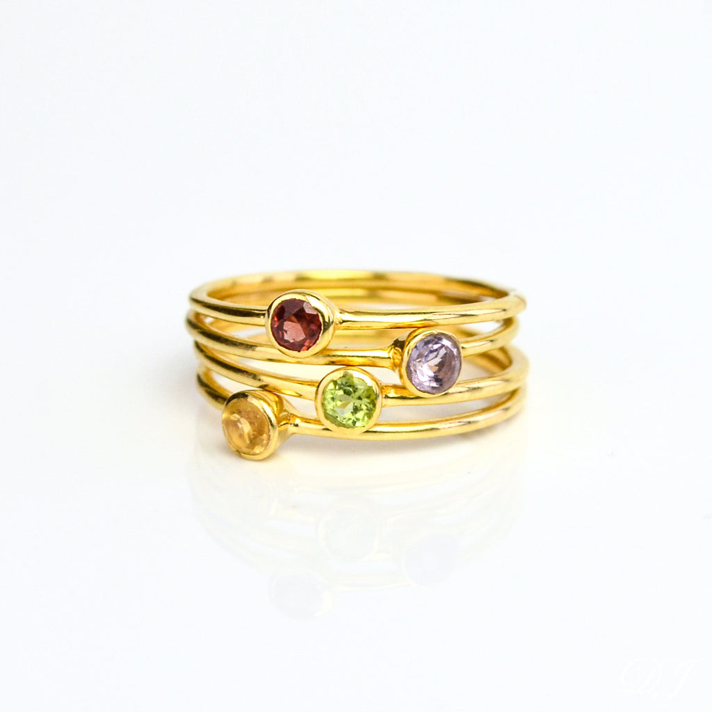 Dainty Stacking Birthstone Rings | Mother's Day Gift | Family Ring Set ...