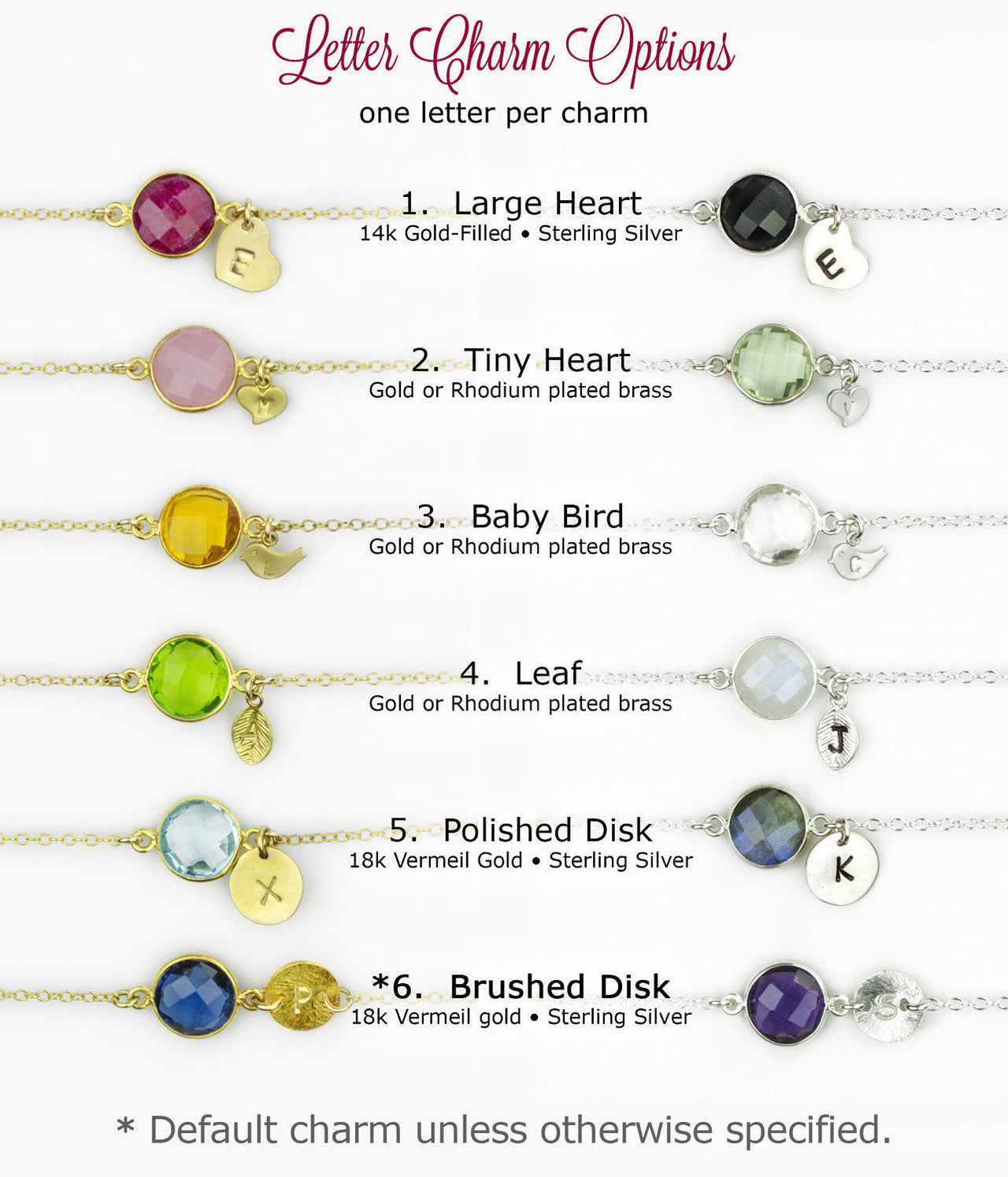 Personalized April Birthstone & Initial Charm Necklace: Clear Quartz ...