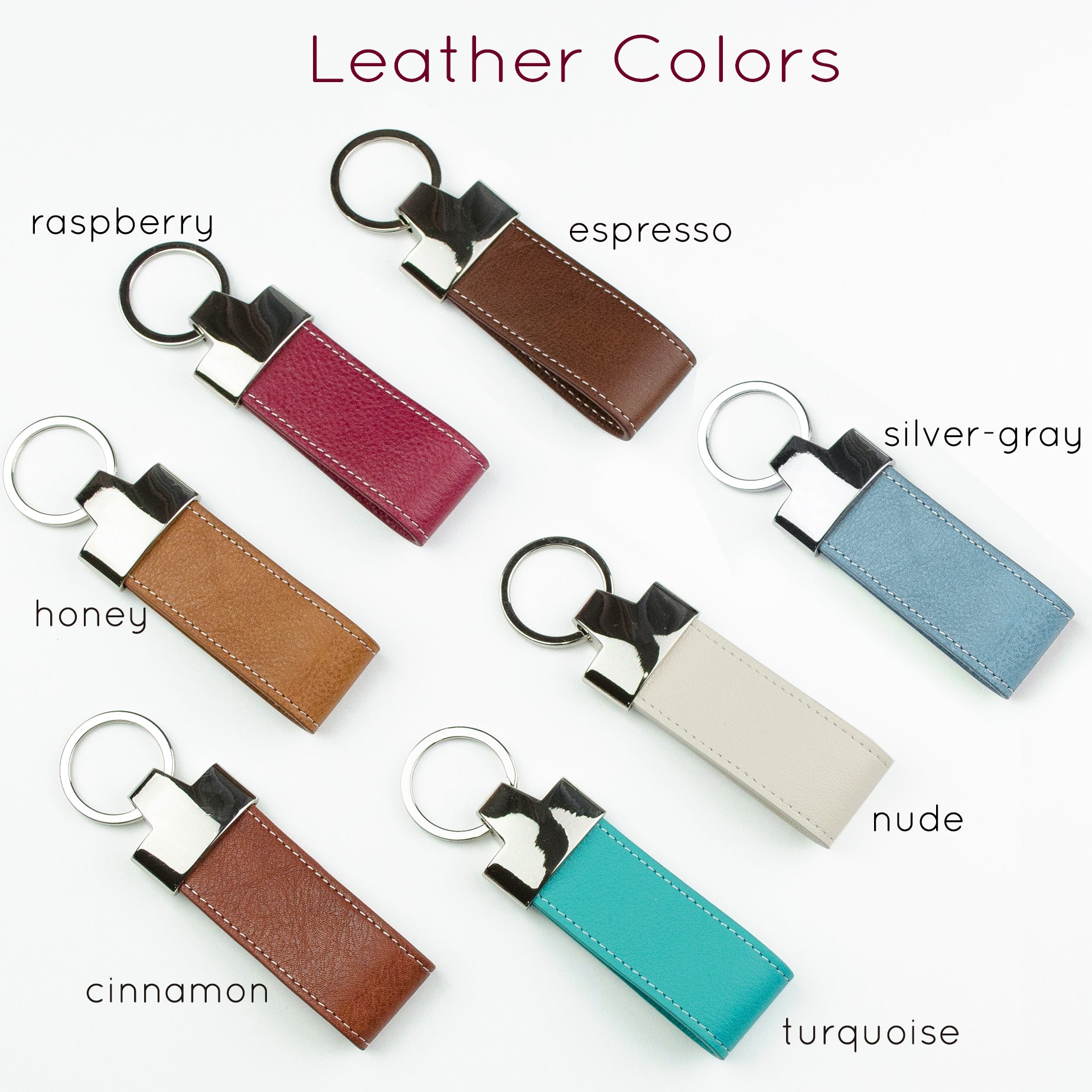 Personalized Large Leather Keychain Loops | Custom Engraved Keychain ...