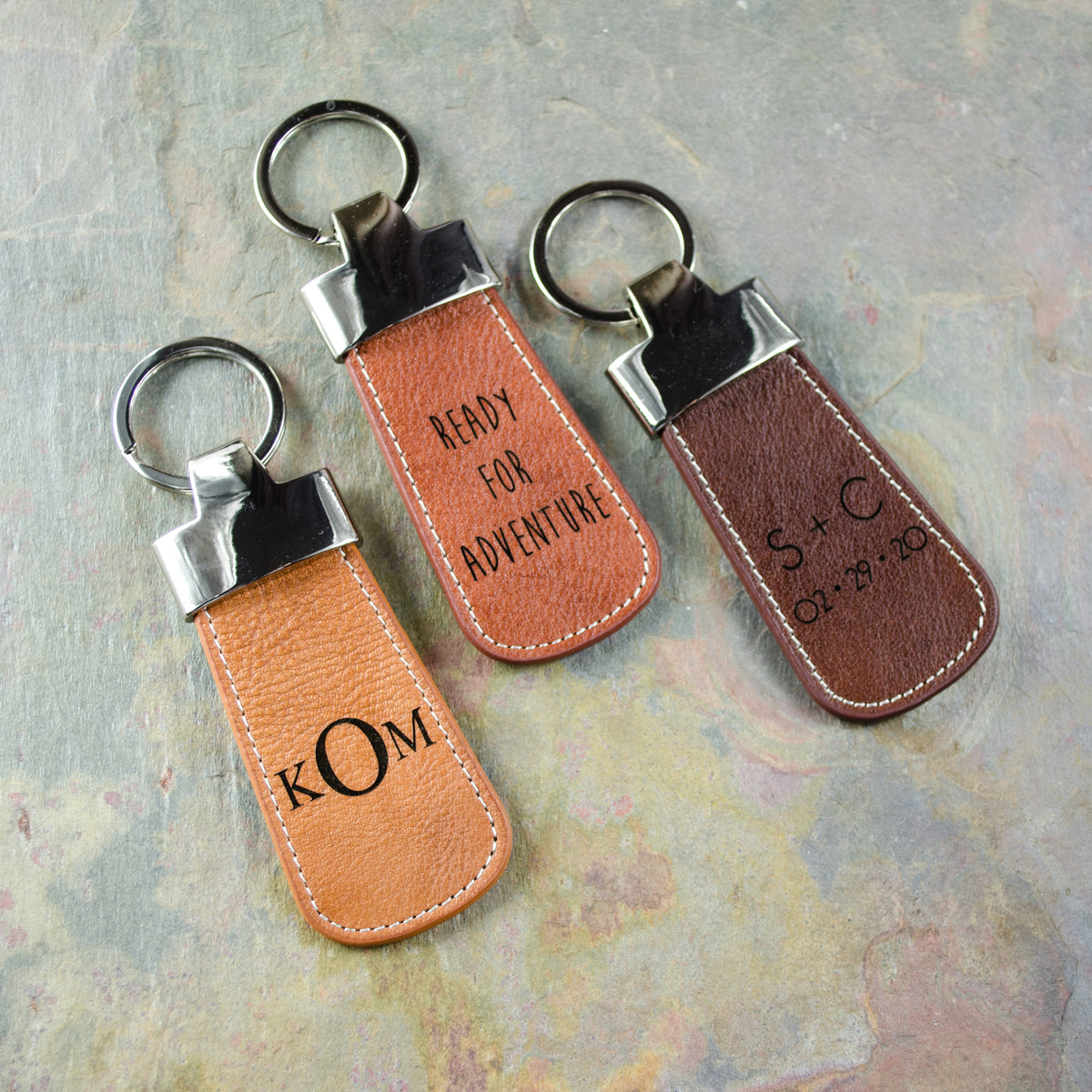 Personalized Large Leather Keychain Loops | Custom Engraved Keychain ...