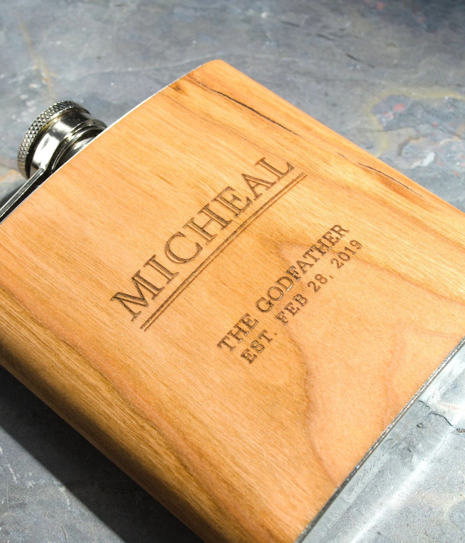 Personalized Engraved Wooden Flask - Danique Jewelry